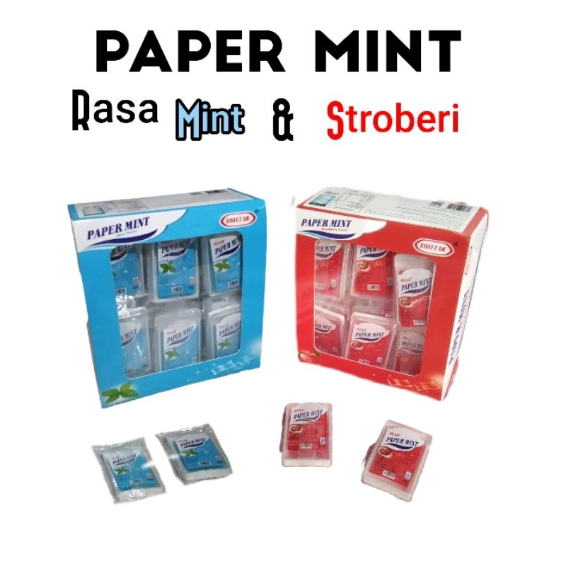 Jual Sweet me Paper mint/permen kertas rasa mint & stroberi box isi ...