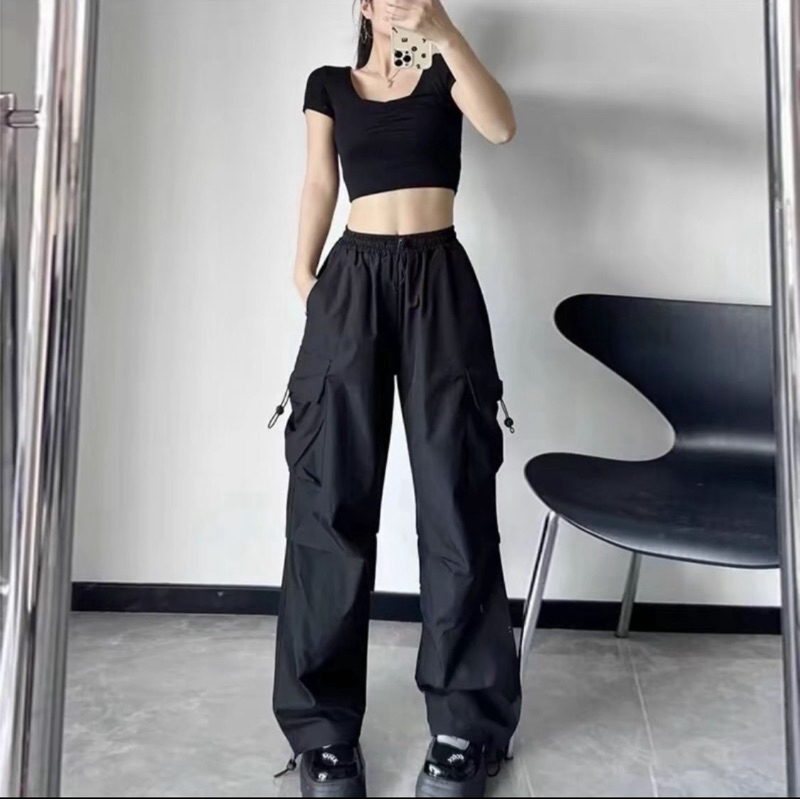 Jual Celana Cargo Wanita Panjang Model Terbaru High Waist Korean Stail Casul Tali Serut Pinggang ...