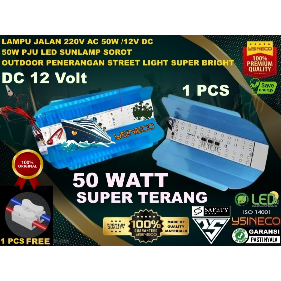 Jual Lampu Jalan 50W PJU AC - DC 12V LED Sunlamp Sorot Outdoor Penerangan Street Light ...