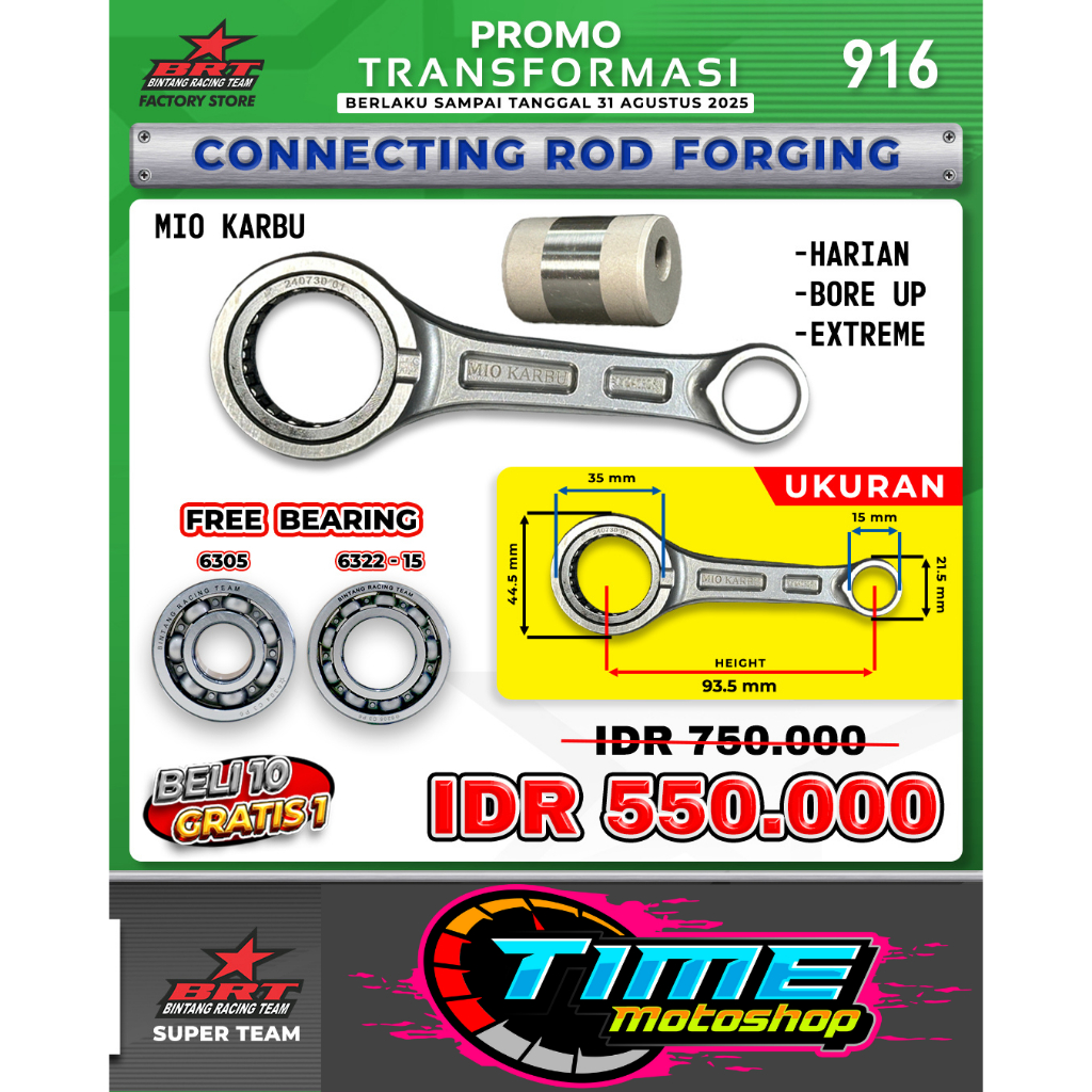 Jual STANG SEHER PISTON CONROD BRT MIO OLD / MIO SOUL / MIO SPORTY ...