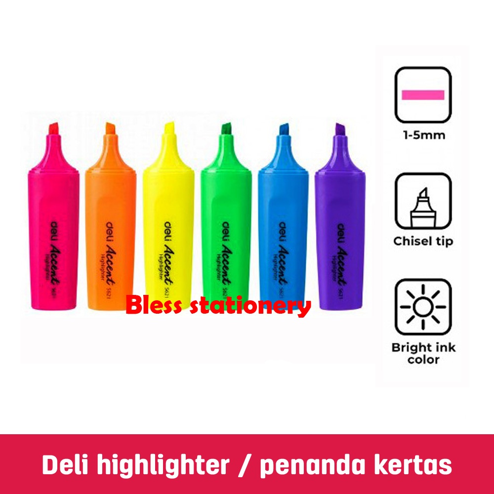 Jual DELI Highlighter 1-5mm Stabilo merk Deli spidol penanda kertas ...