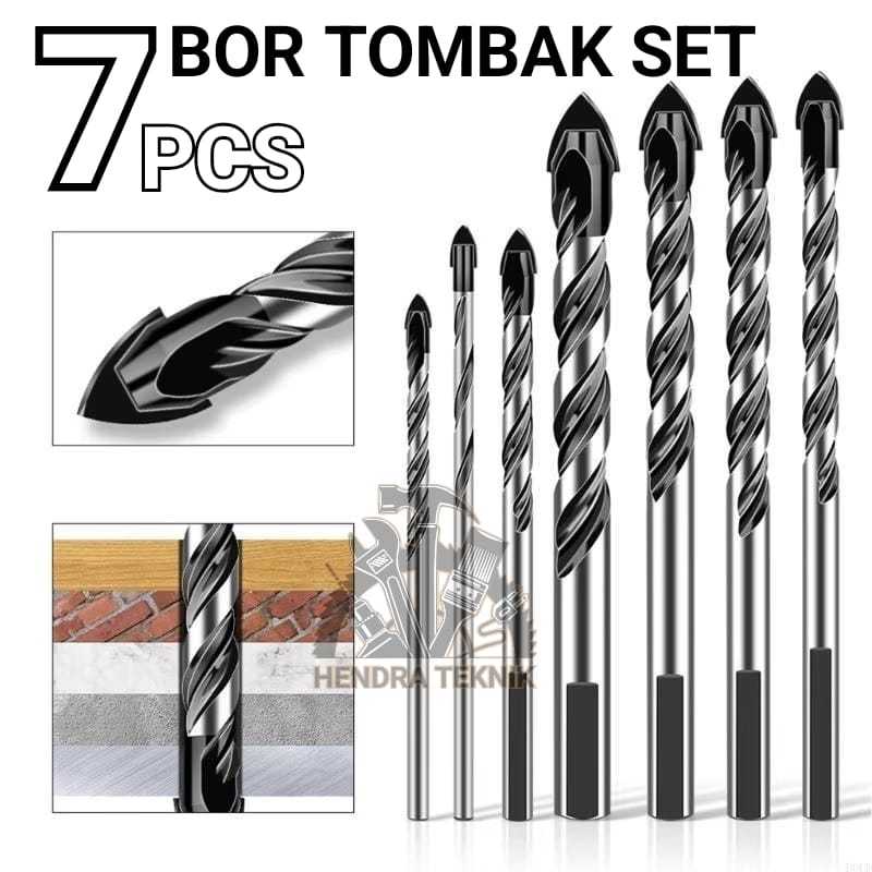 Jual MATA BOR TOMBAK 7 PCS BOR PANAH SET SERBAGUNA KACA KERAMIK GRANIT ...