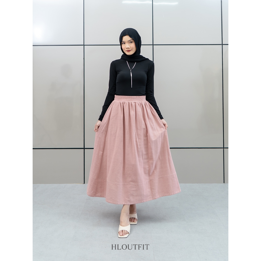 Jual HL Odelyn Flare Skirt- Rok Linen Korean Style (L Series) | Shopee ...