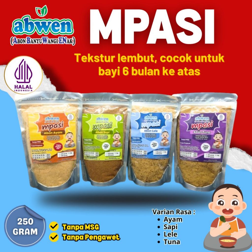 Jual Abon MPASI 100gr untuk Bayi varian Ayam Sapi Lele dan Tuna tekstur ...