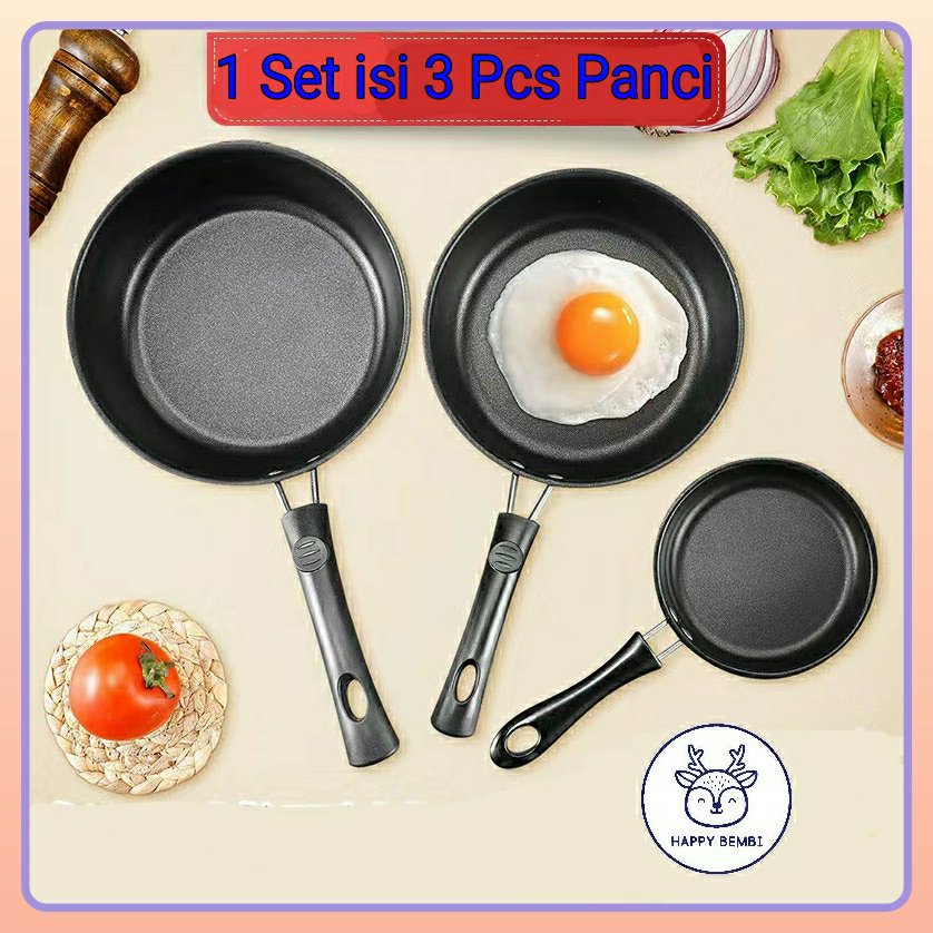 Jual Frying Pan 3 Set Wajan Teflon Anti Lengket Teflon Fry Pan 1 Set 3 Pcs | Shopee Indonesia