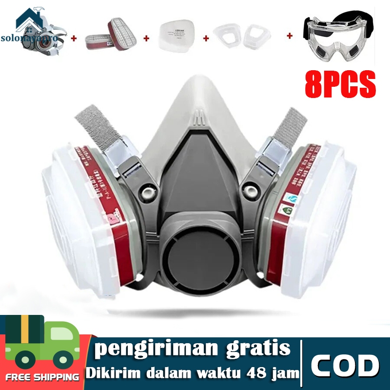 Jual 8PCS 6200 ORIGINAL Masker Anti polusi Virus Gas Half Facepiece ...