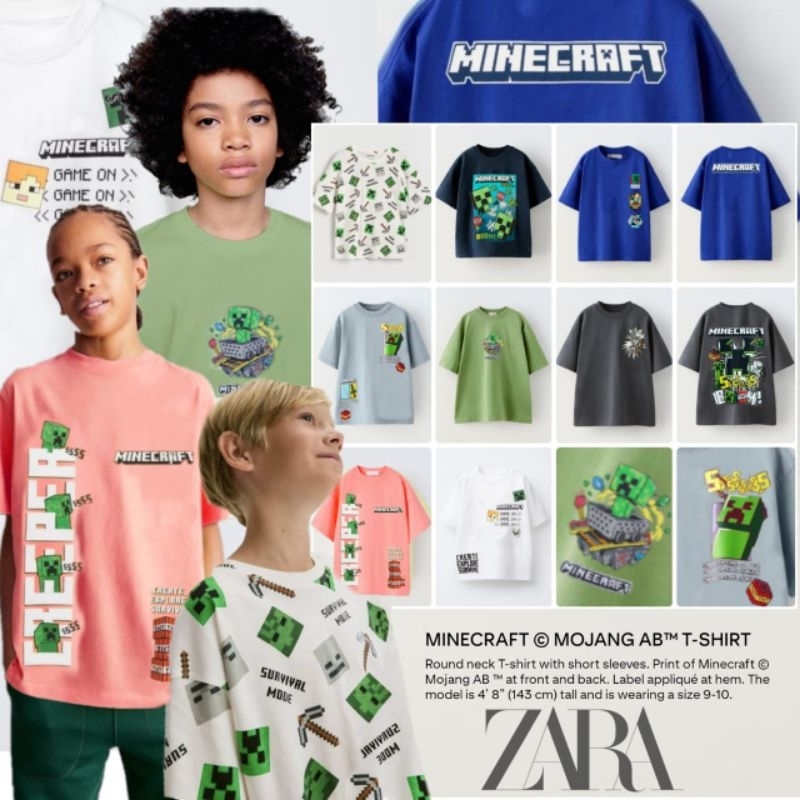 Jual Kaos Anak Zara Minecraft 6-16tahun | Shopee Indonesia