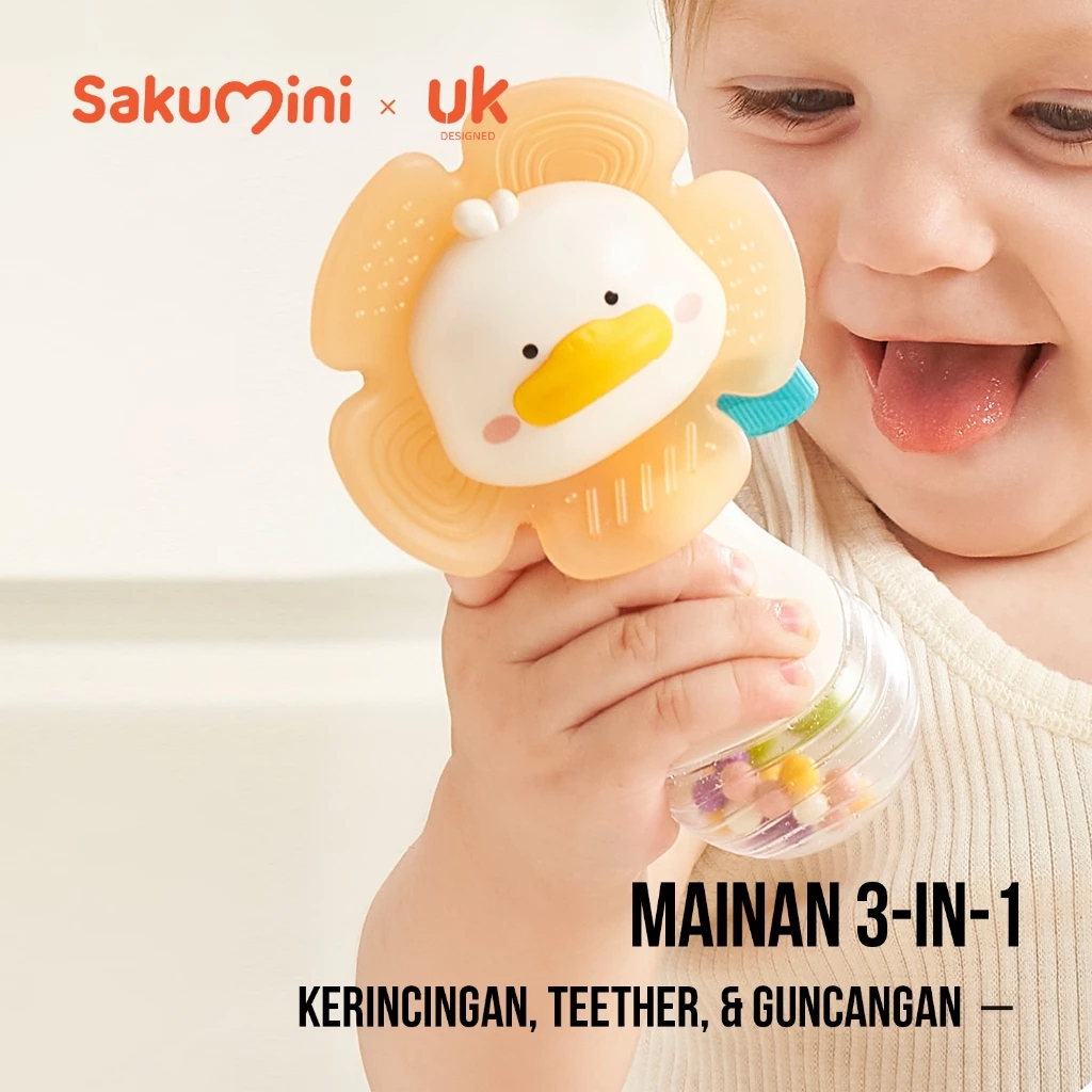 Jual Sakumini 2in1 Teether Mainan Anak Bayi Kerincingan Rattle Ring ...