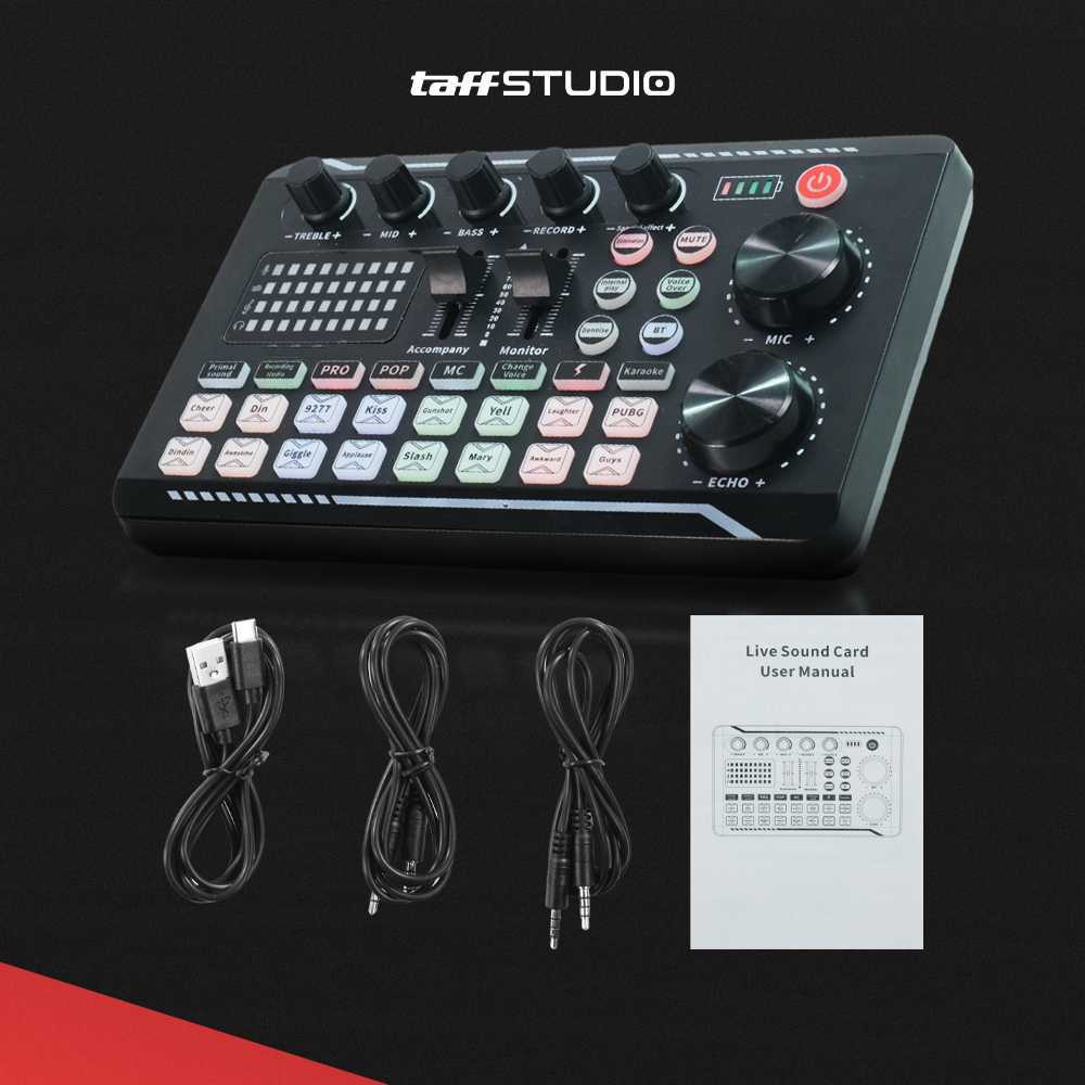 Jual TaffSTUDIO Pro Sound Card Voice Changer Live Boardcast Audio Mixer - P998 alat karoke ...