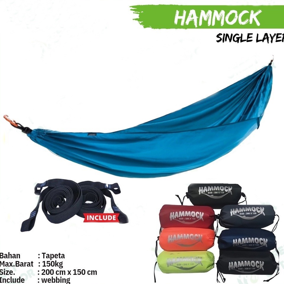 Jual hammock ayunan single gantung beban max 15 kg include tali 2 pcs ...