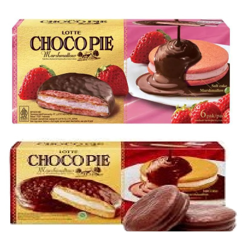 Jual LOTTE CHOCOPIE CHOCO PIE STRAWBERRY MARSHMALLOW 6 PACK 156gr ...