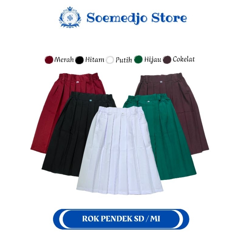 Jual Rok Pendek SD MI Merah Putih Hijau Hitam Coklat Rok Rempel Sekolah Rok Wiron Seragam SD MI ...