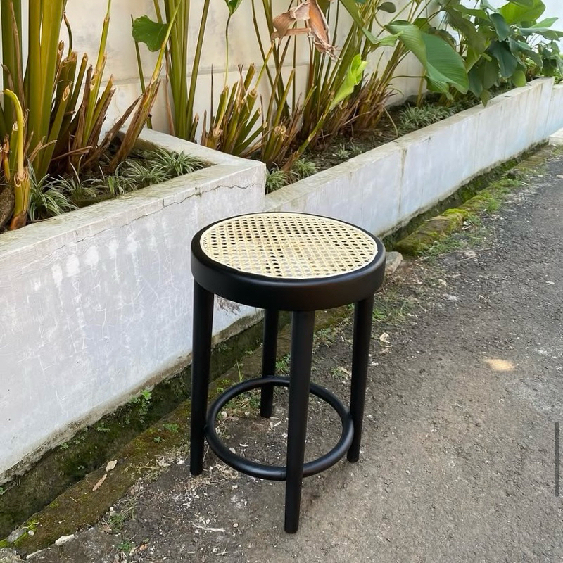 Jual stol rotan kayu jati stool cafe minimalis kayu jati kursi stool ...