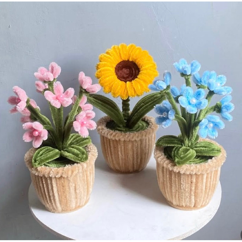 Jual Pot Bunga Kawat Bulu Pipe Cleaner Bunga Daisy | Bunga Matahari ...