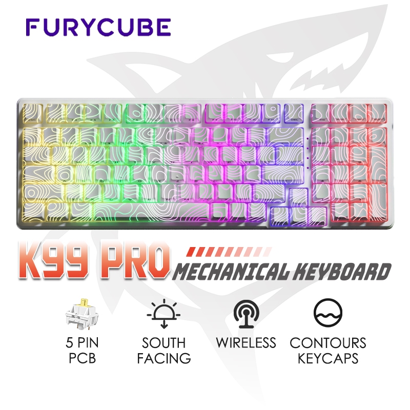 Jual FURYCUBE K99 PRO Wireless Mechanical Keyboard 99 Keys RGB Gasket Structure Keyboard with ...