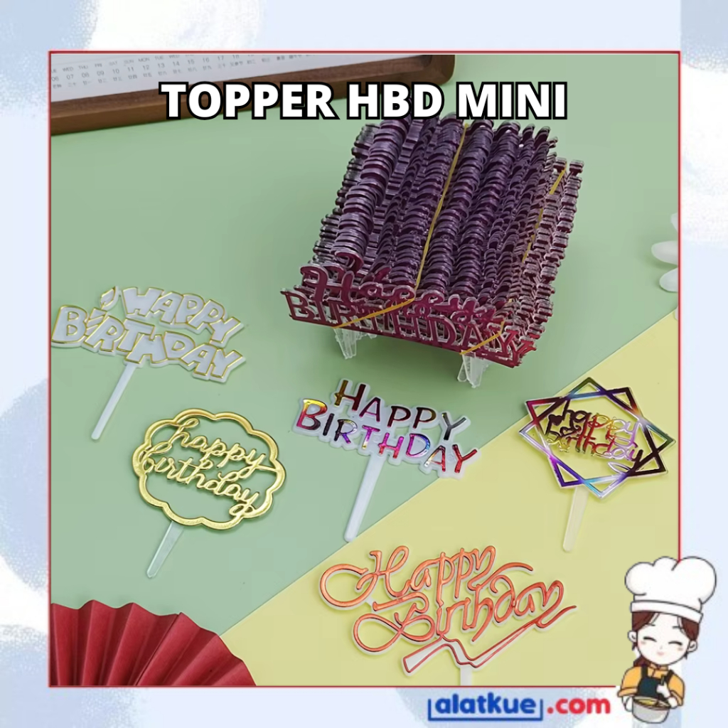 Jual LENGKAP Topper HBD Mini Tusukan Happy Birthday Rainbow Cake Topper ...