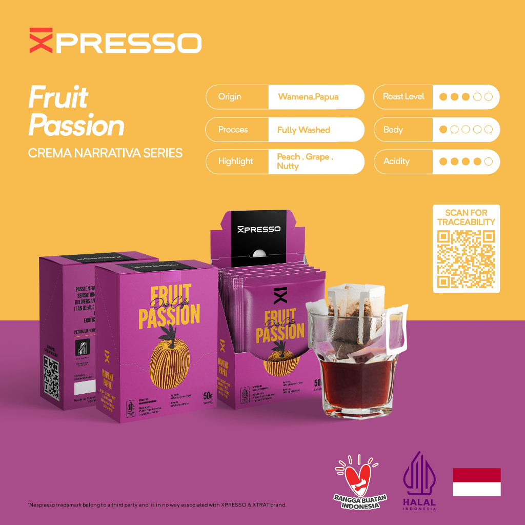 Jual XPRESSO Drip Bag Coffee - Papua Fruit Passion - Kopi Drip 5 Pcs ...