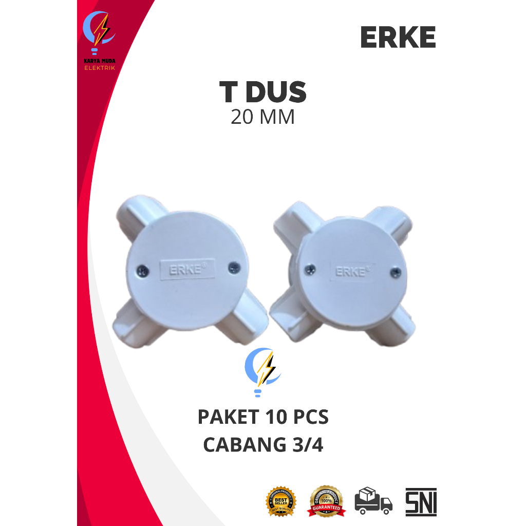 Jual PAKET 10 PCS T DUS 20 MM ERKE Cabang 3/4 | Shopee Indonesia