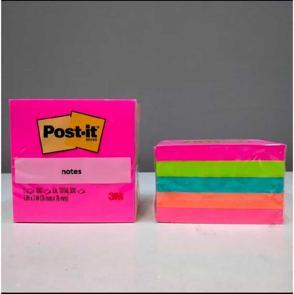 Jual 3M Post It Sticky Notes 5 Warna 654-5AN ukuran 3 inch x 3 inch (76 ...