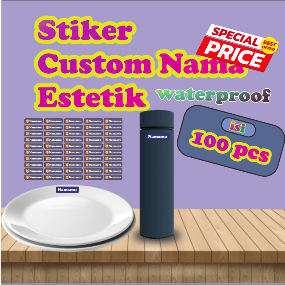 Jual 100 Pcs Sticker Karakter Custom Nama Sendok Piring Timbul Label ...