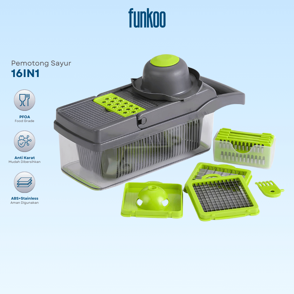 Jual Funkoo Parutan Sayur dan Buah 16 in 1 Vegetable Cutter Premium ...