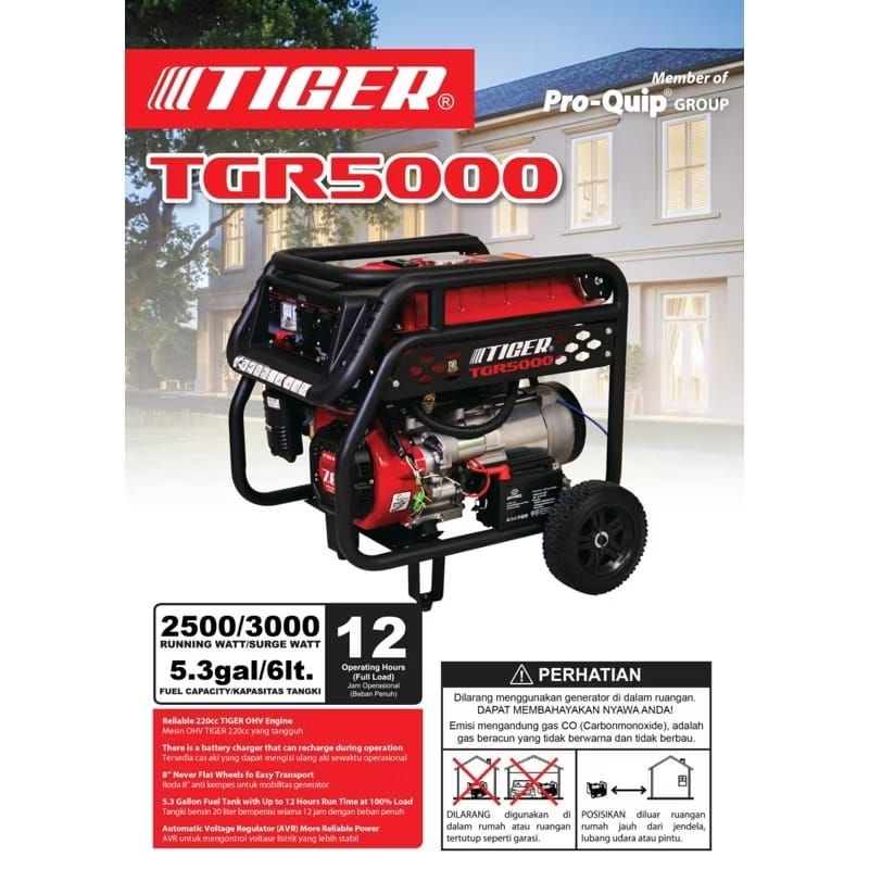 Jual MESIN GENSET BENSIN TIGER TGR5000 3000watt / GASOLINE GENERATOR ...