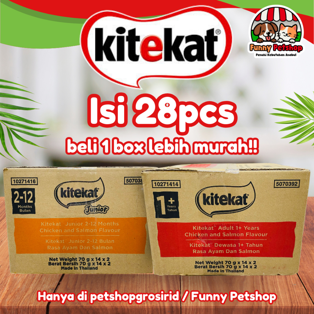 Jual Makanan Kucing Kitekat Pouch Kitten & Adult 70gr 1 Box isi Wet ...