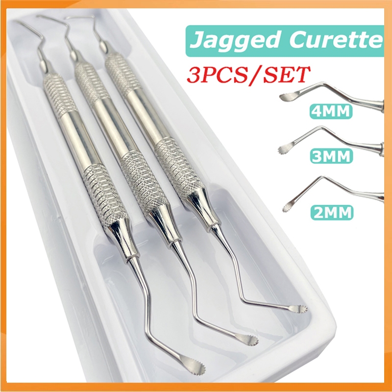 Jual 3pcs/set Dental Curette Dental Scaler Instrumen Gigi Bone Curette ...