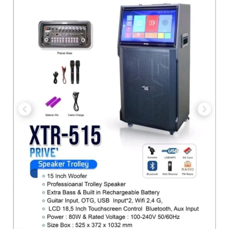 Jual Speaker aktif portable dat 15 inch Xtr515 android led layar sentuh ...