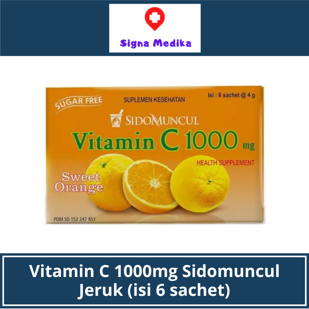 Jual Vitamin C 1000mg Sidomuncul Rasa Jeruk Isi 6 Sachet - Multivitamin ...
