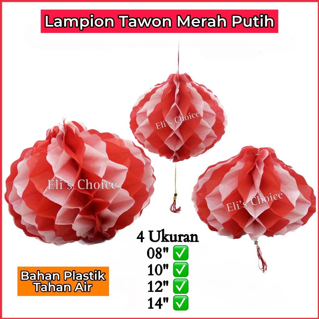 Jual [ISI 1] Lampion Honeycomb Merah Putih Tahan Air Dekorasi 17 ...
