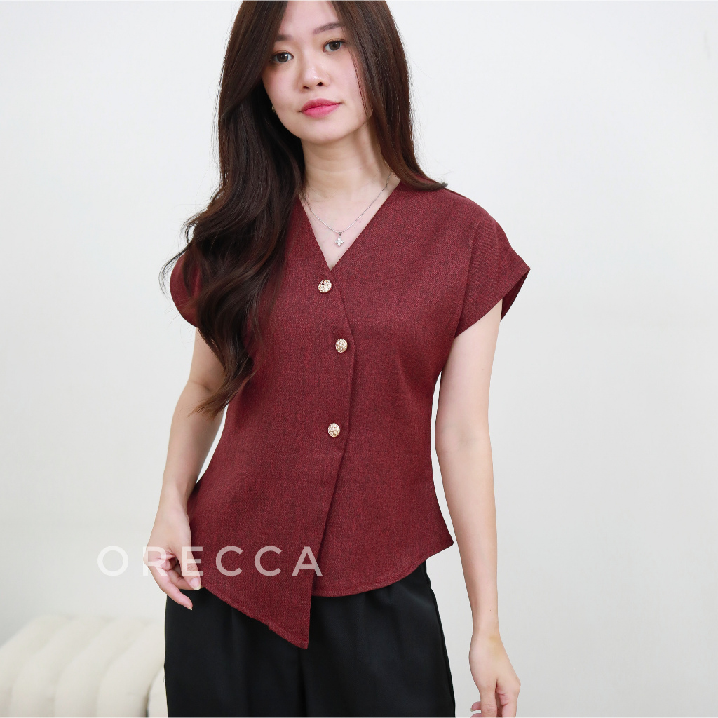 Jual ORECCA - Verla Blouse Atasan Wanita Lengan Pendek | Shopee Indonesia