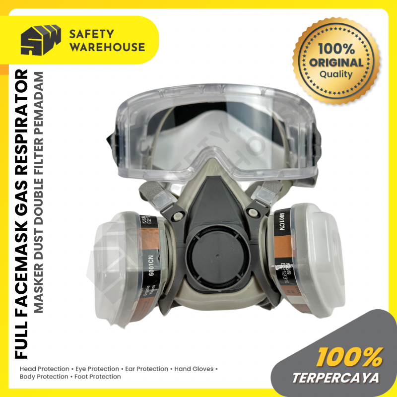 Jual Masker Gas Respirator Full Facemask Double Filter Pemadam Fire ...