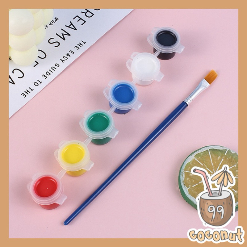 Jual Cat Lukis Akrilik Canvas Acrylic Colour Set 6 Warna + Kuas ...
