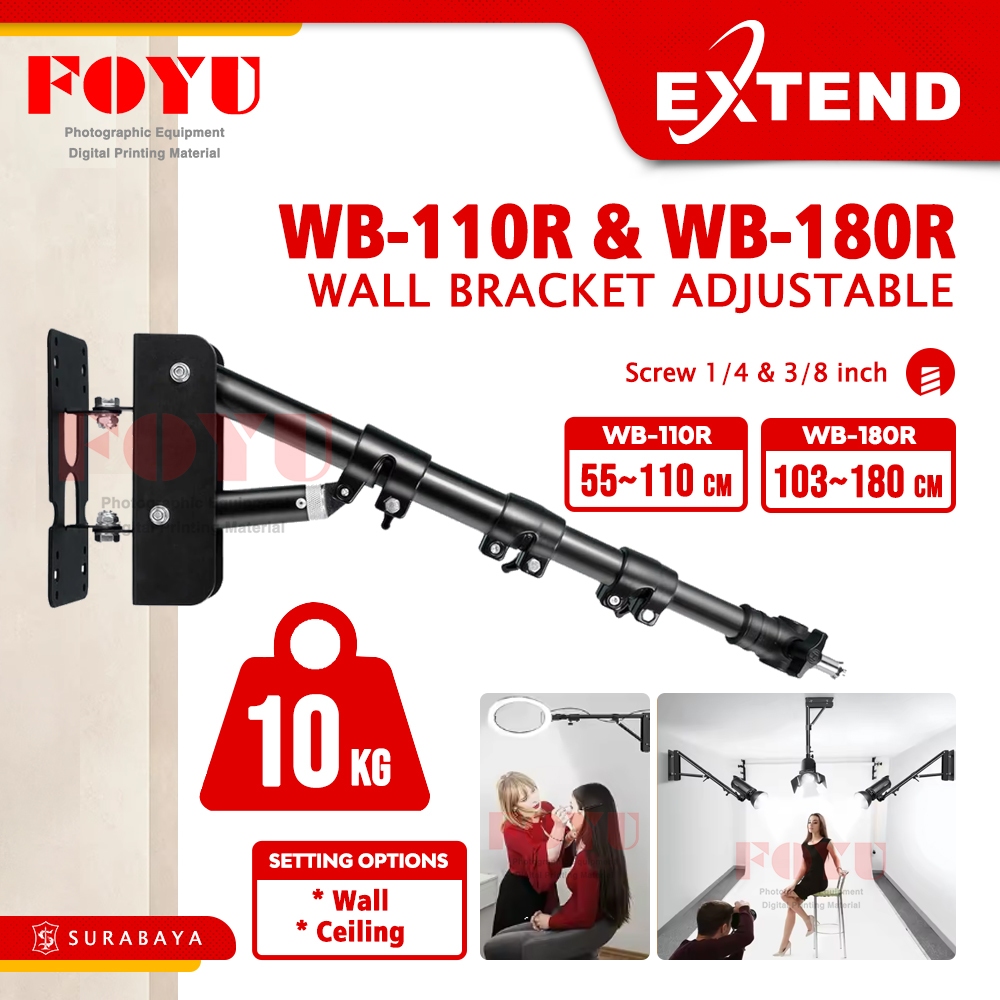 Jual Extend Wall Bracket Lampu Kamera Stand Dinding Adjustable Self Studio Lighting 110 180 cm ...