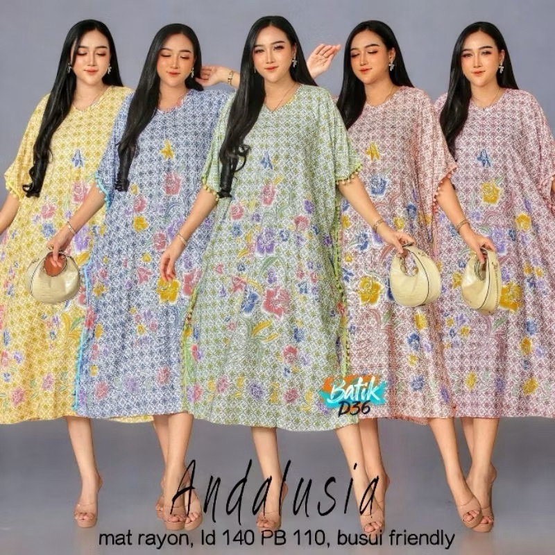 Jual Jessa Homedress Daster Jumbo Andalusia – LD 140 cm, Bahan Rayon ...