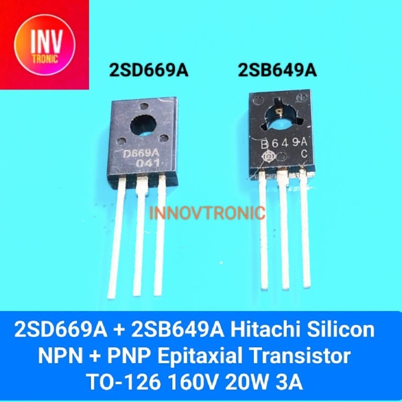 Jual 2SD669A + 2SB649A D669A + B649A Hitachi SiliconNPN + PNP Epitaxial ...