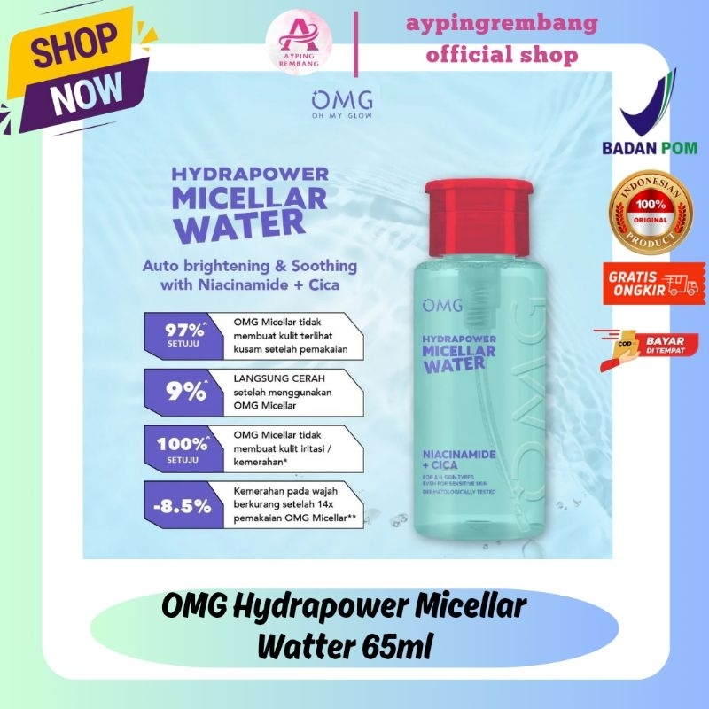 Jual OMG Oh my Glow Hydrapower Micellar Watter 65ml /300ml | Shopee ...