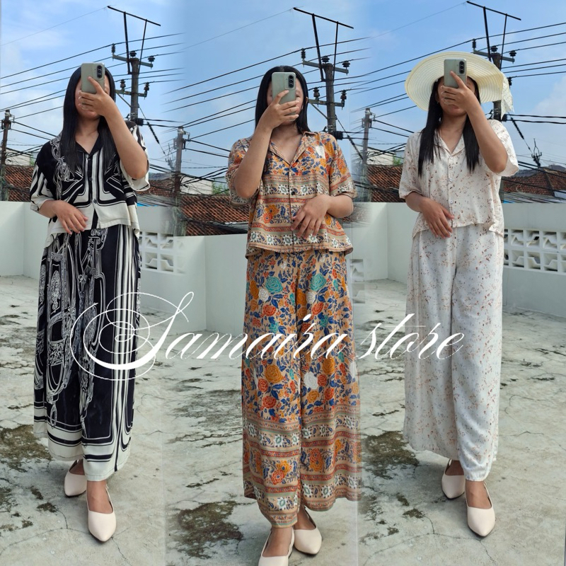 Jual One Set Crop Viral Kekinian Setelan Celana Kulot Hightwaist ...