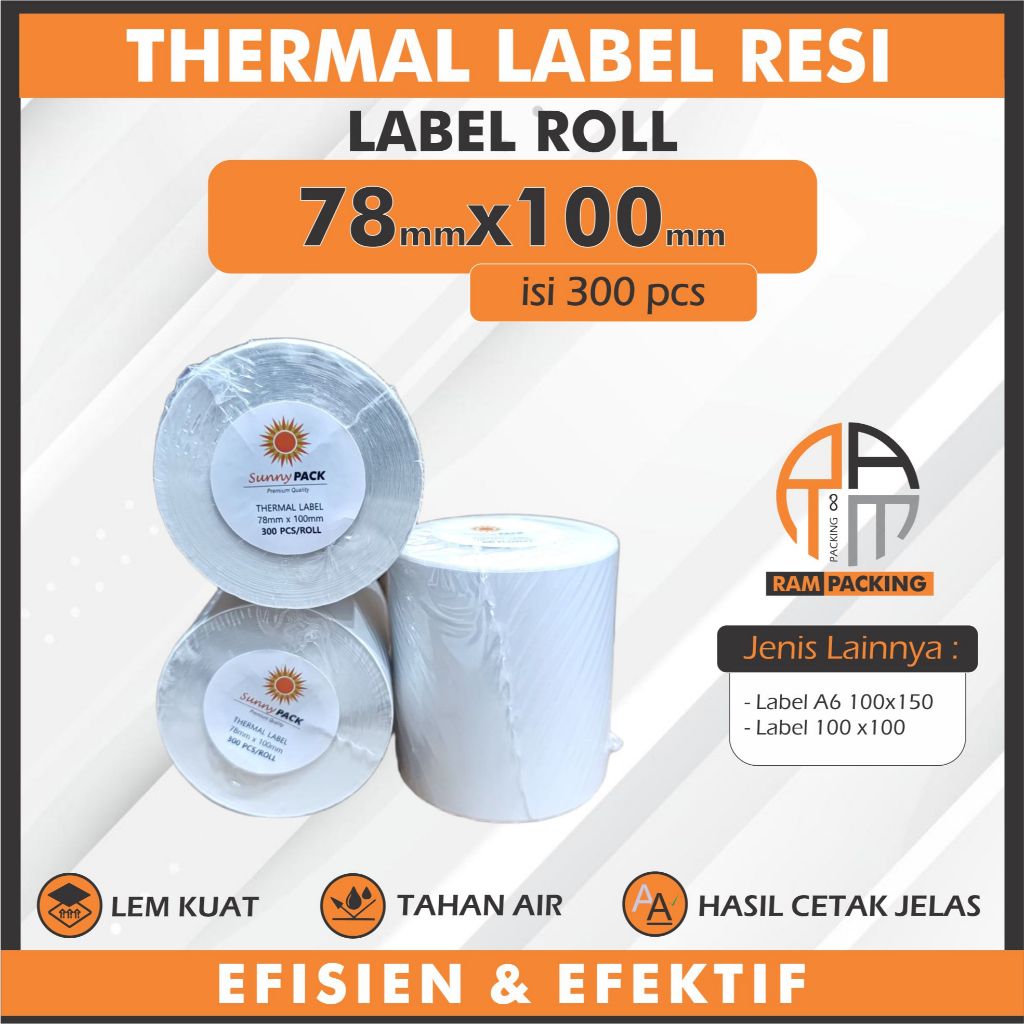 Jual Stiker Label Resi 78x100 78 x 100 Kertas Thermal Label Resi ...