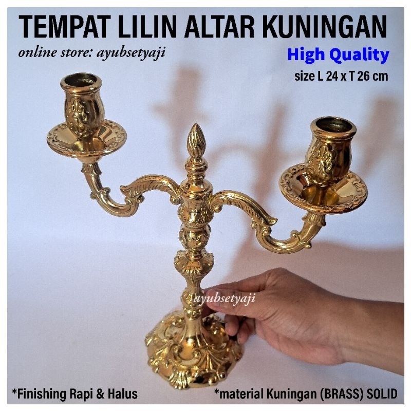 Jual Tempat Lilin Kuningan Cabang 2 Ukir FULL BRASS SOLID UKIR Tempat ...