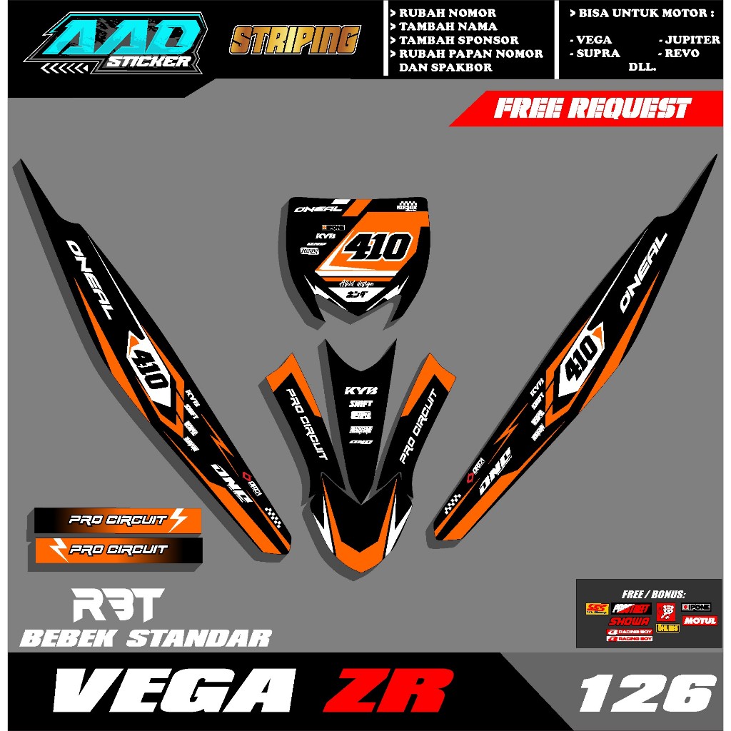 Jual (COD) Sticker TERBARU RBT VEGA ZR RBT BEBEK MODIF SUPERMOTO YZ CRF ...