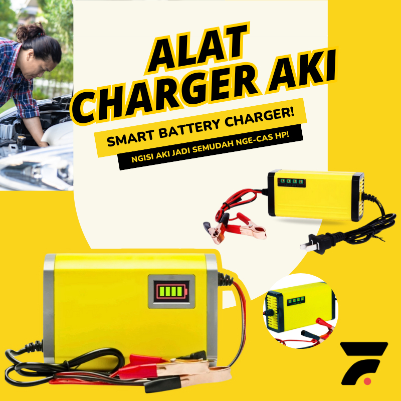 Jual Alat Cas Aki Motor Mobil 12V 2A Charger Portable EU Plug Otomatis ...