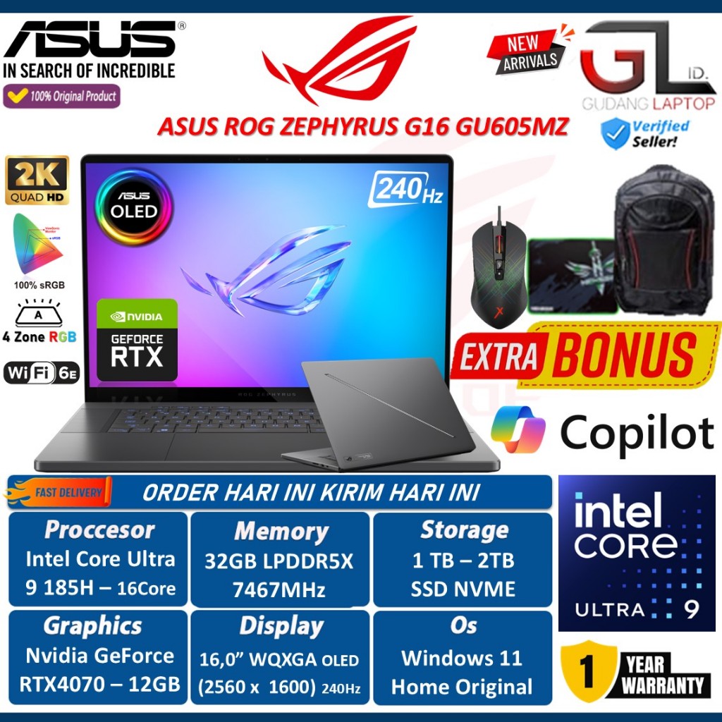 Jual Asus ROG Zephyrus G16 GU605MZ Intel Ultra 9 185H 32GB 2TB SSD ...