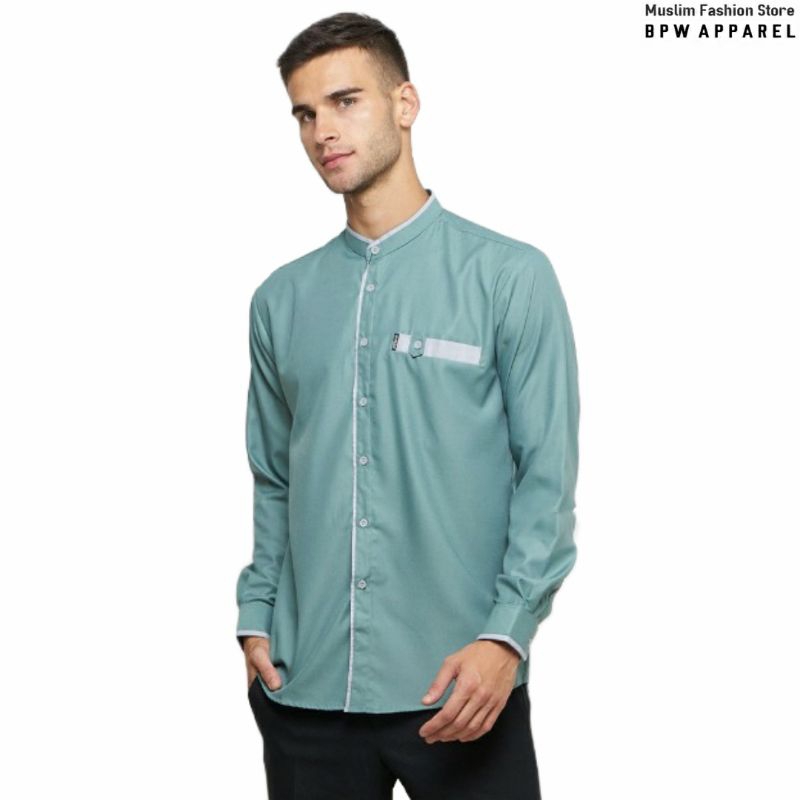 Jual Baju Koko Lengan Panjang Pria Dewasa SAGE Kemeja Koko Lis Model ...