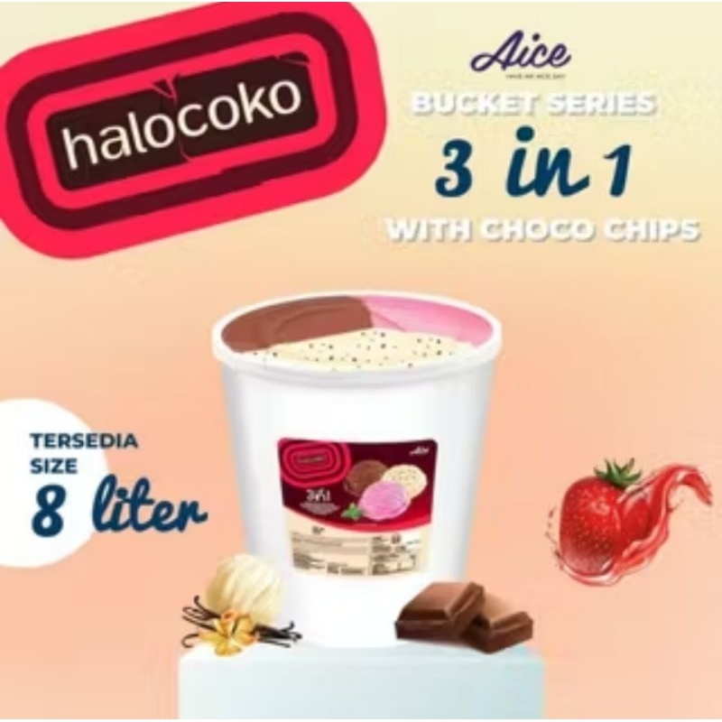 Jual ICE CREAM AICE NEW HALOCOKO 8 LITER NEOPOLTIAN 3 RASA | Shopee ...