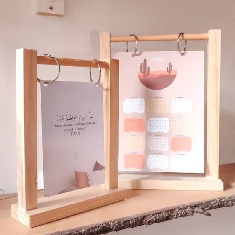 Jual Stand Menu/Kalender/Foto Kayu Solid Natural | Shopee Indonesia