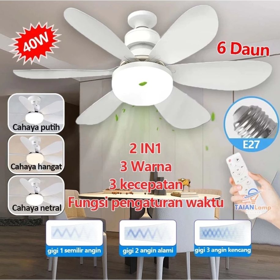 Jual COD Lampu Kipas Angin Plafon remote control Lampu 2In1 kipas ...
