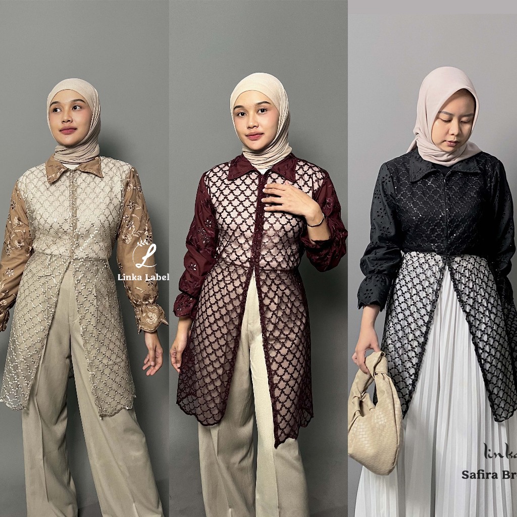 Jual Outer Brokat Silang Full Payet Safira Outer Brukat Kondangan Payet ...