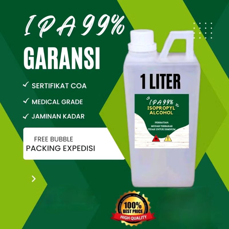 Jual Isopropil/Isopropyl Alkohol 99% IPA 1 Liter Medical Grade | Shopee ...
